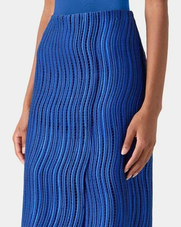 Akris Techno Wave Guipure Lace Midi Skirt