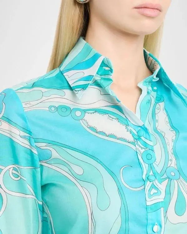 Emilio Pucci Orchidee-print Cotton Button-down Shirt