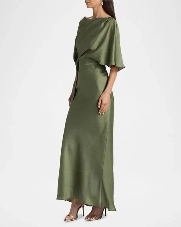 Amsale Hammered Satin A-line Gown