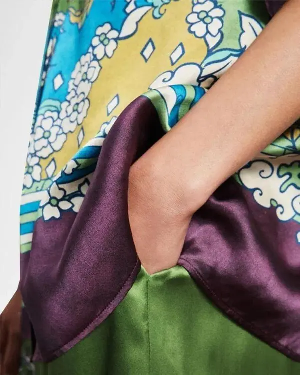 ALEMAIS Nanci Back-slit Floral Silk Shirt