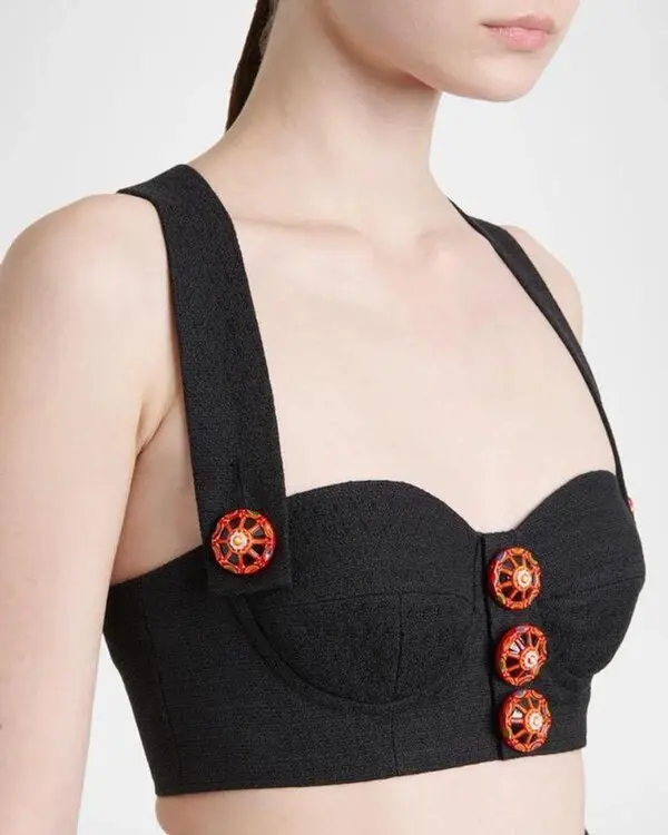 Dolce & Gabbana Carretto-button Crop Bustier Top - Nero