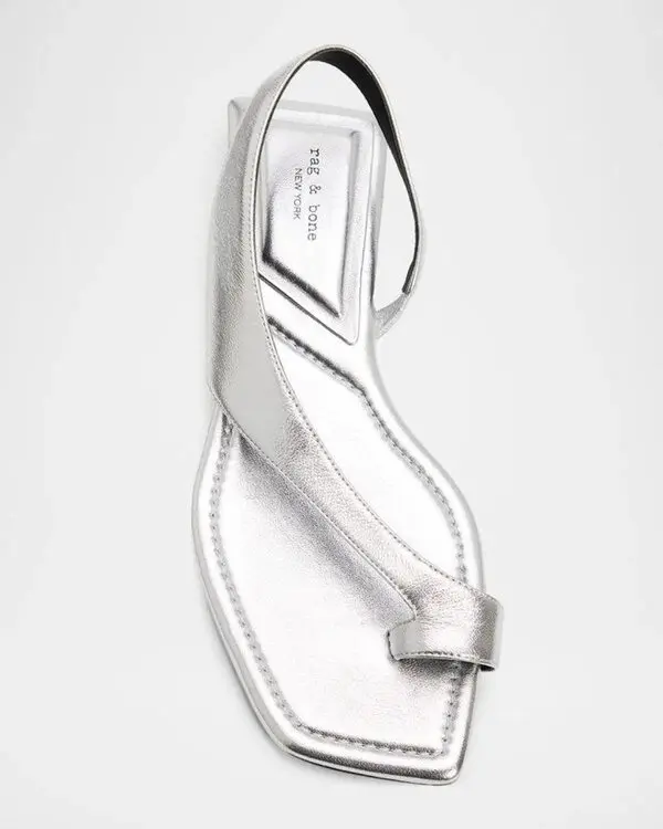 Rag & Bone Liv Metallic Leather Flat Toe-ring Sandals