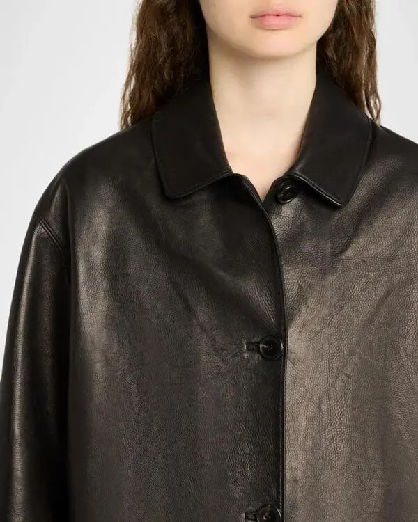 THE ROW Donata Leather Single-breasted Coat