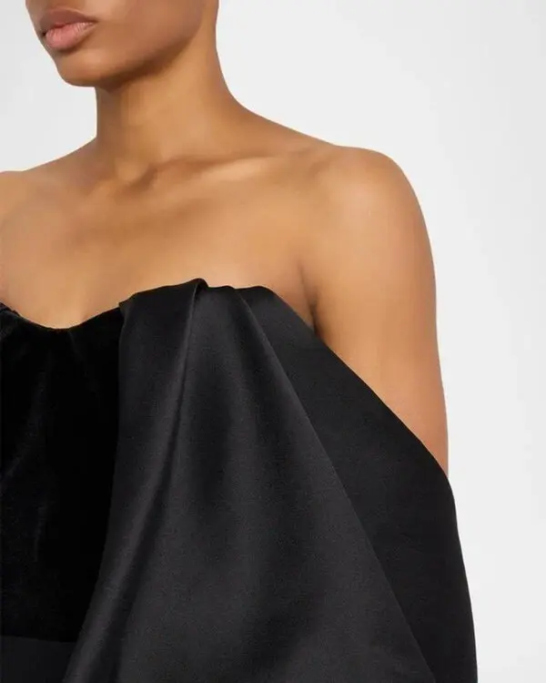Bibhu Mohapatra Velvet And Crepe Off-the-shoulder Gown