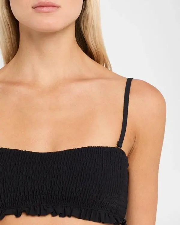 Ulla Johnson Marseille Smocked Bikini Top - Noir