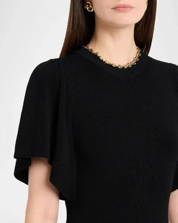 Shoshanna Aura Chain-trim Rib Knit Mini Dress