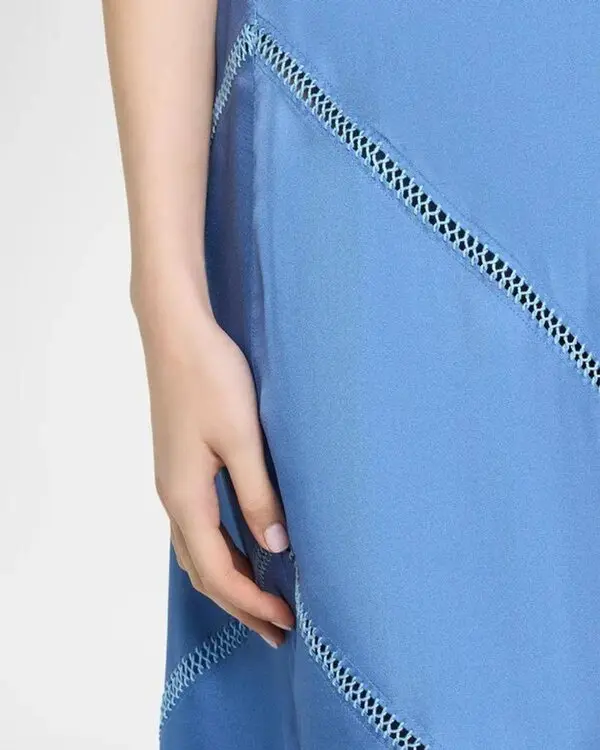 DIOTIMA Tobago Lattice-inset Silk Midi Skirt - Sky