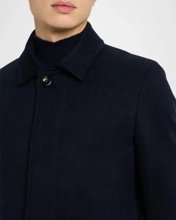 Neiman Marcus Apos;s Wool And Cashmere Overcoat - Blue