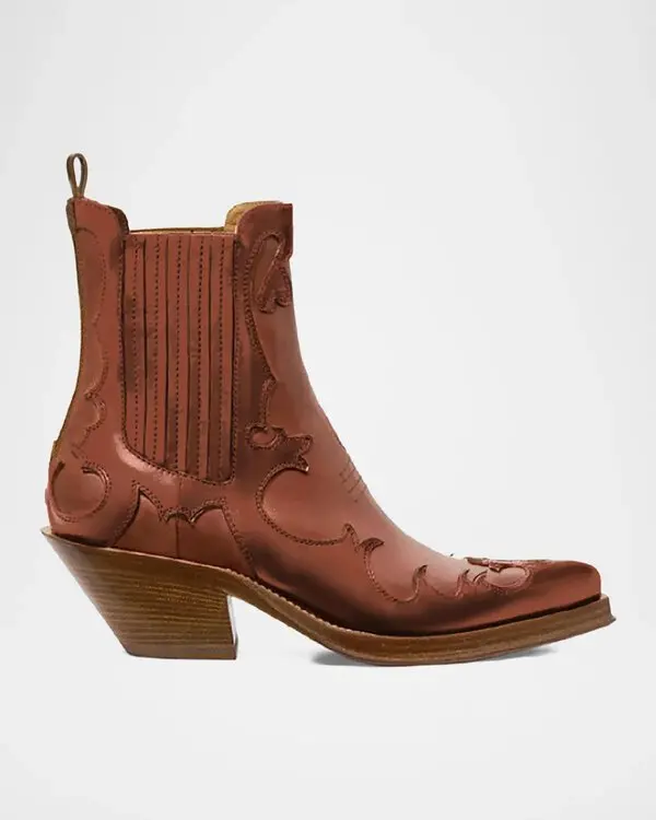 Gabriela Hearst 50mm Cassidy Leather Cowboy Ankle Boots - Tan