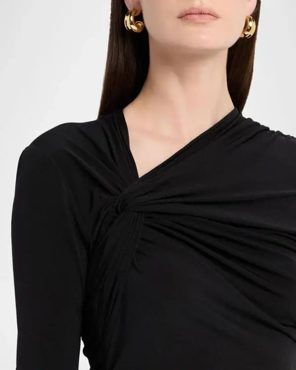 Prabal Gurung Asymmetric Twisted Shoulder Midi Dress