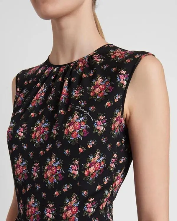 Dolce & Gabbana Small Rose Bouquets-print Sleeveless Midi Dress