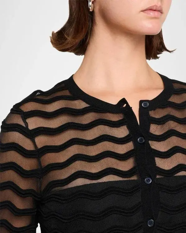Simkhai Maxime Sheer Wavy Knit Cardigan