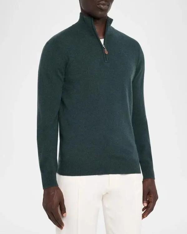 Neiman Marcus Apos;s Cashmere Quarter-zip Sweater - Black Fore