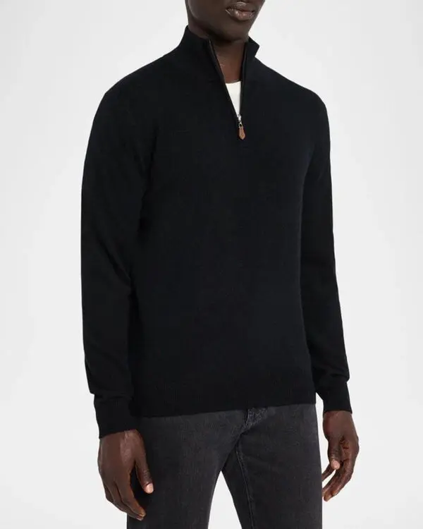 Neiman Marcus Apos;s Cashmere Quarter-zip Sweater - Black