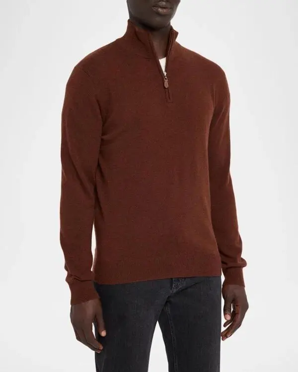 Neiman Marcus Apos;s Cashmere Quarter-zip Sweater - Cinnamon