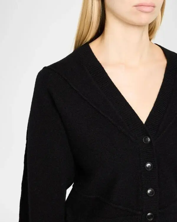 JASON WU Sculptural Merino Wool Crop V-neck Cardigan
