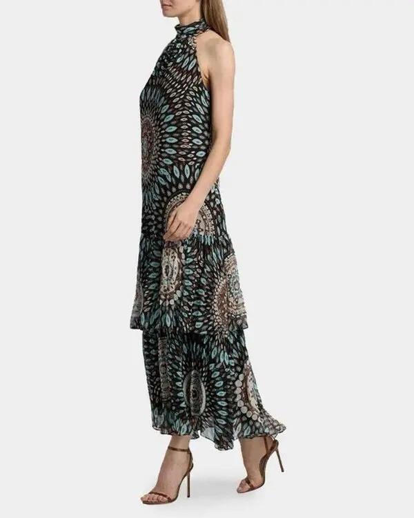 Ramy Brook River Mandala Silk Tiered Maxi Dress