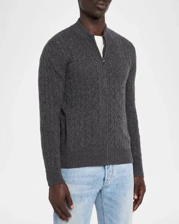Neiman Marcus Apos;s Cashmere Cable Knit Full-zip Sweater