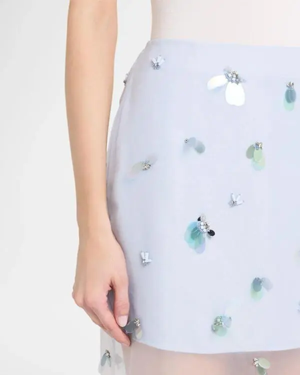 Simkhai Delilah Embellished Tulle Midi Skirt - Periwinkle