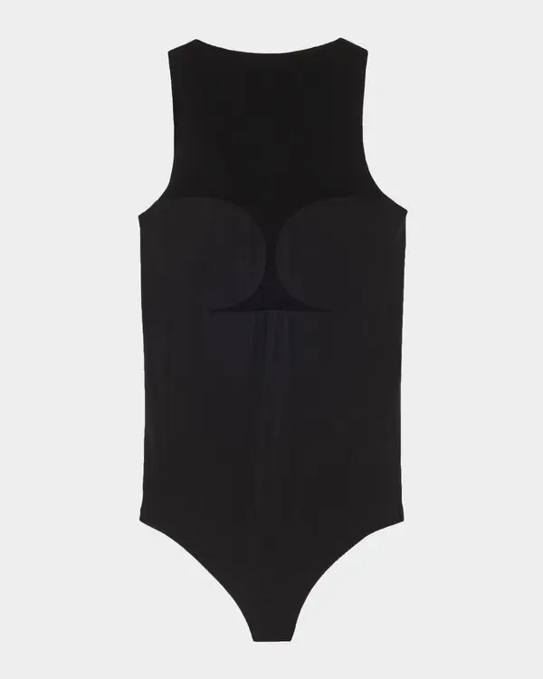 Wolford Corset-effect Sleeveless Bodysuit With Sheer Panels - Black
