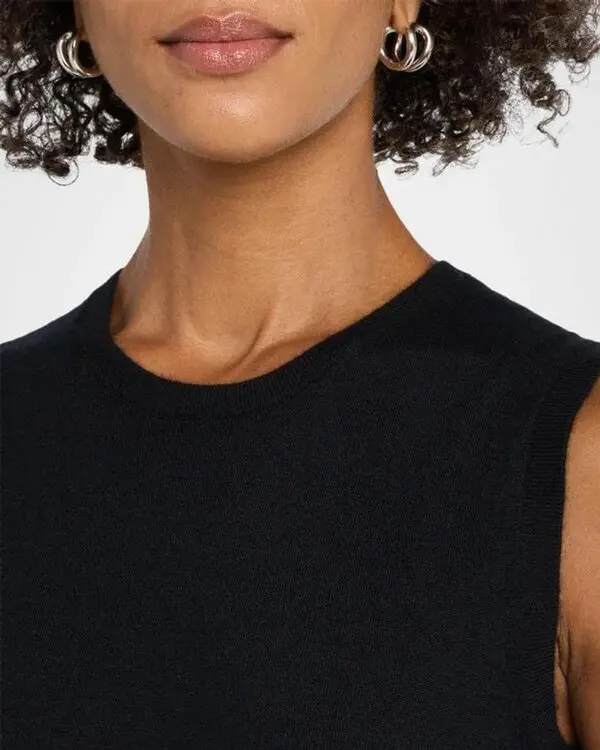Neiman Marcus Superfine Cashmere Crewneck Shell - Black