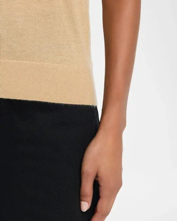 Neiman Marcus Superfine Cashmere Crewneck Shell - Camel