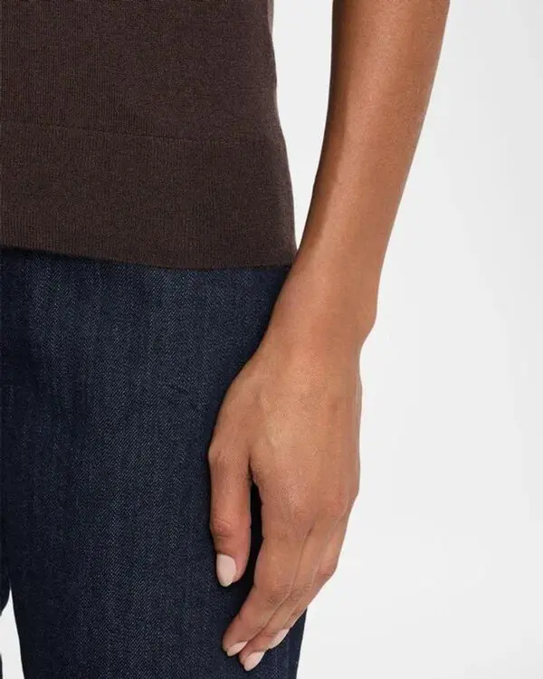 Neiman Marcus Superfine Cashmere Crewneck Shell - Chocolate