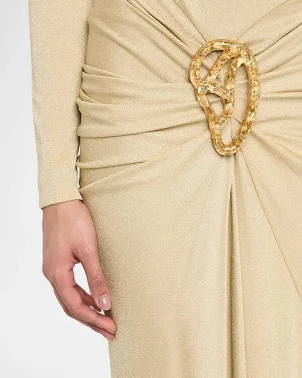 Silvia Tcherassi Celinda Draped Long-sleeve Maxi Dress - Gold