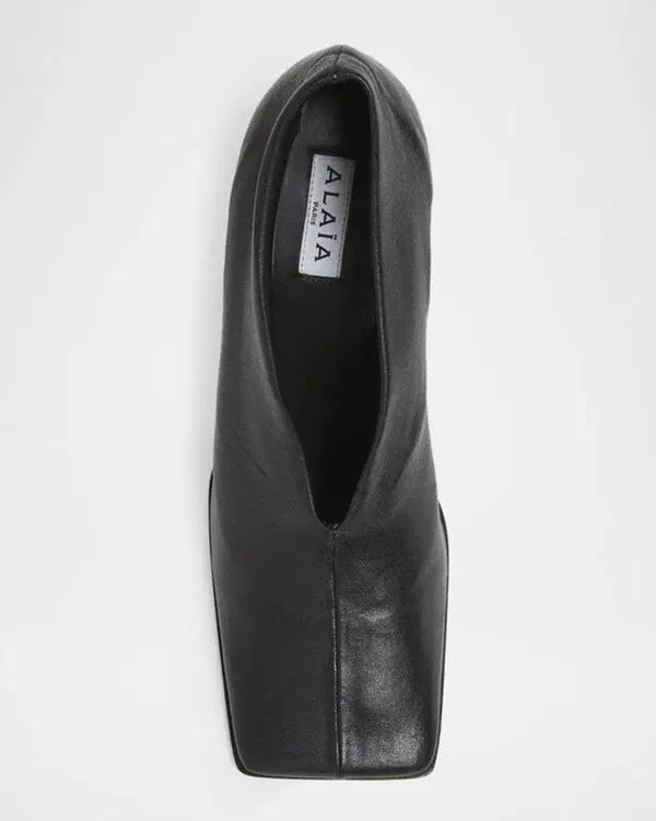 Alaïa 90mm Square-toe Leather Pumps