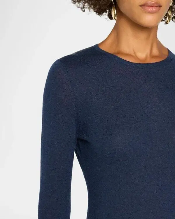 Neiman Marcus Superfine Cashmere Crewneck Sweater - Navy
