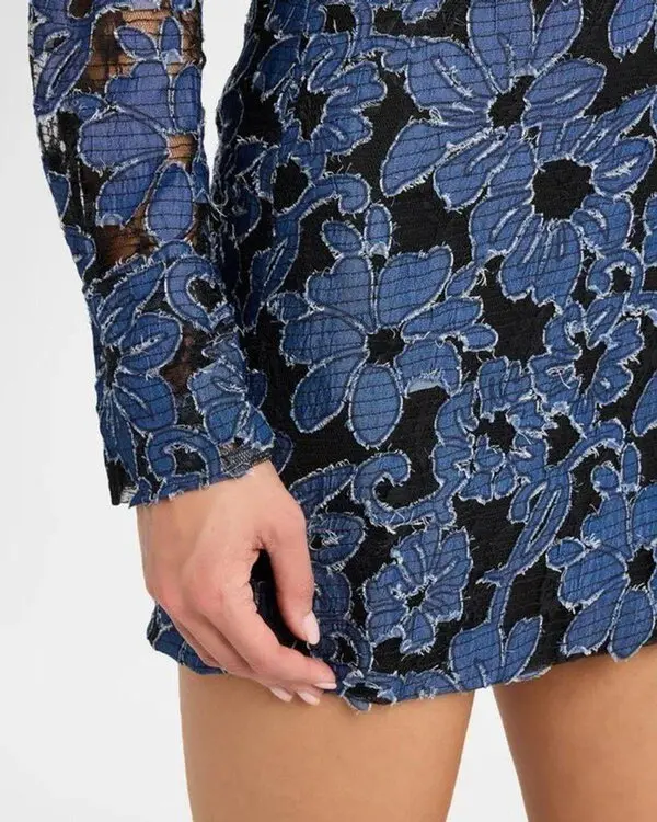 JBQ Adrienne Floral Lace Mini Skirt - Blue