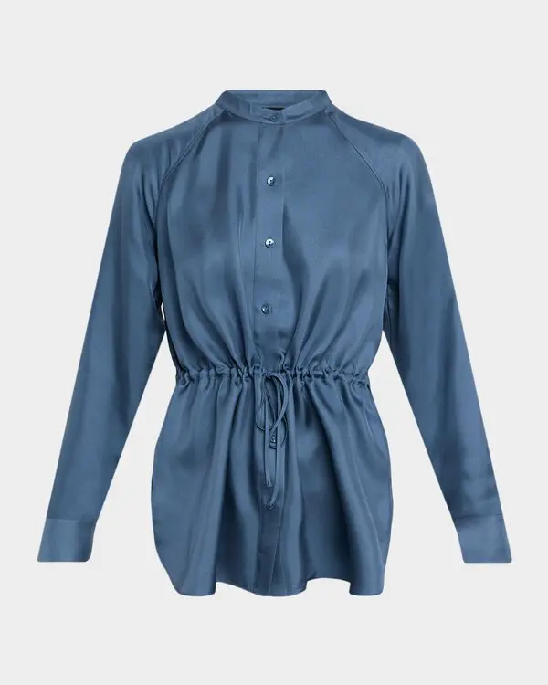 Eileen Fisher Drawstring Silk Twill Shirt - Cldsp