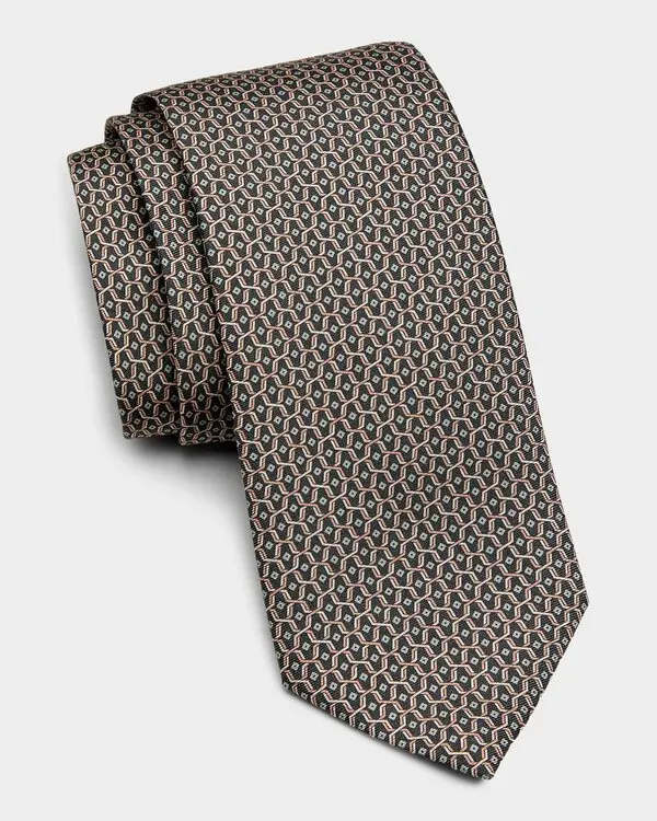 Canali Apos;s Geometric Silk Tie