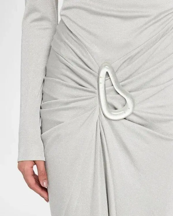 Silvia Tcherassi Venus Draped Long-sleeve Midi Dress
