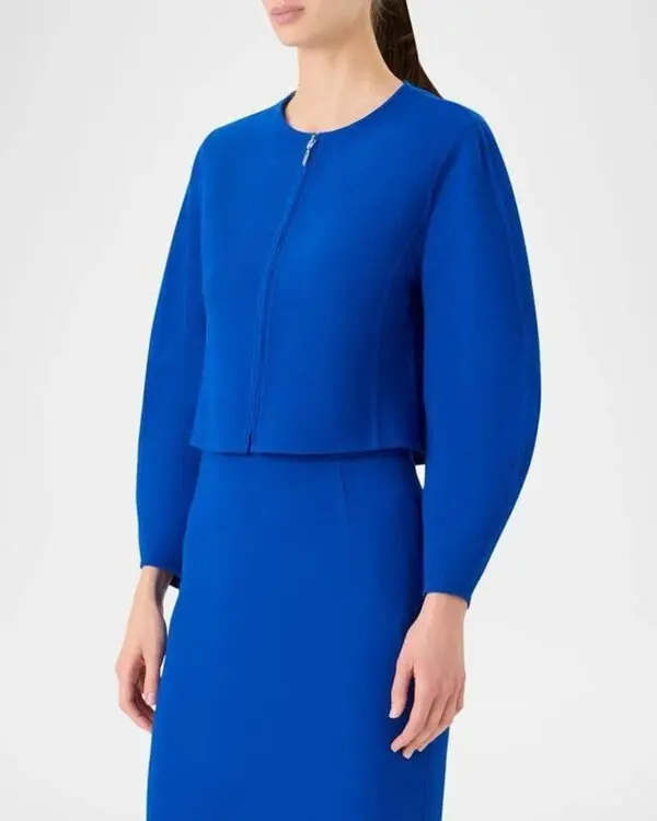 Akris Harriet Wool Crepe Crop Jacket