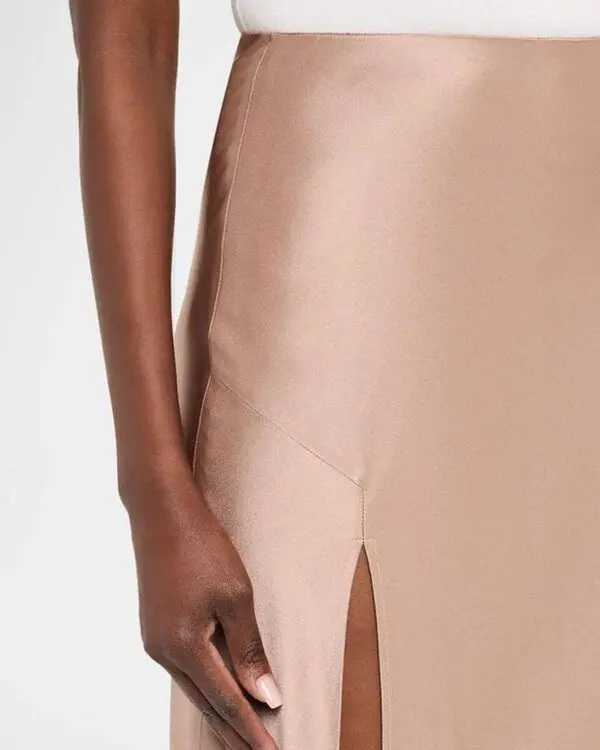 Lapointe Satin Bias Slit Midi Skirt