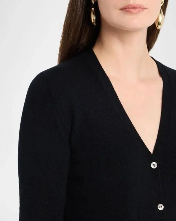 Neiman Marcus Cashmere V-neck Cardigan - Black
