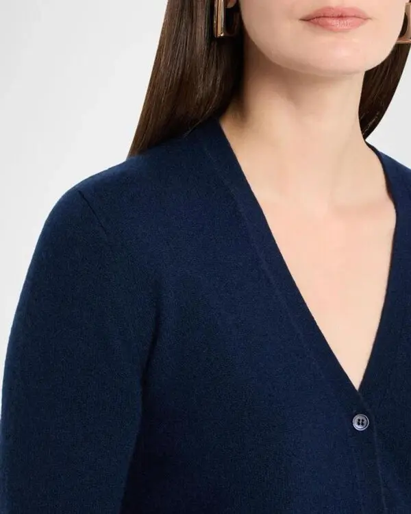 Neiman Marcus Cashmere V-neck Cardigan - Navy