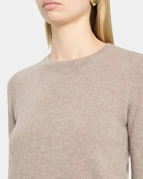 Neiman Marcus Cashmere Crewneck Sweater - Caf