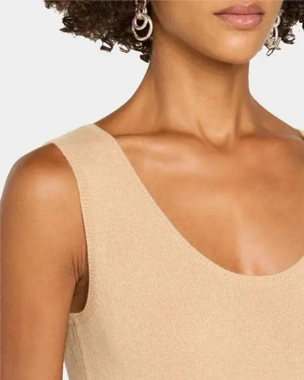 Neiman Marcus Cashmere Tank Top - Camel
