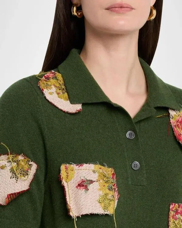 Libertine Lizzy Bennett Patched Cashmere Polo Sweater