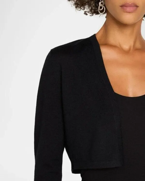 Neiman Marcus Superfine Cashmere Bolero - Black
