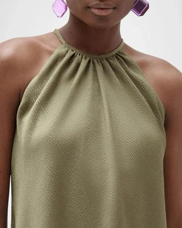 Amsale Halterneck Draped Midi Dress