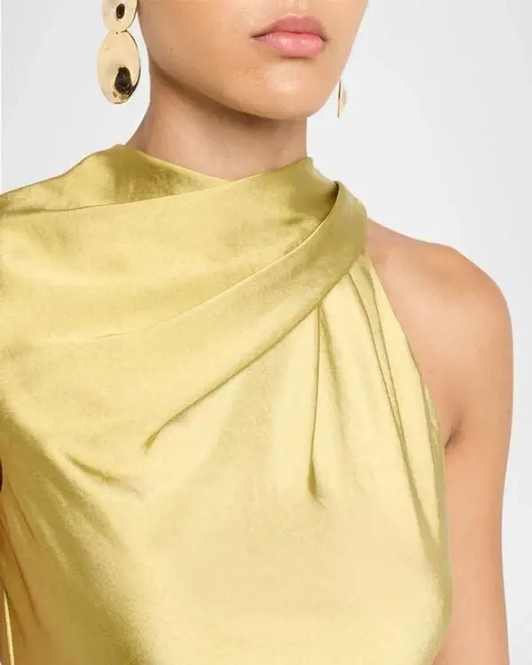 Amsale Liquid Satin Draped Gown