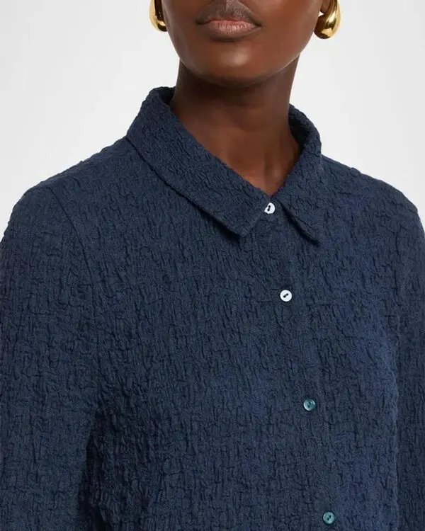 Eileen Fisher Crinkled Knit Button-down Shirt - Martm