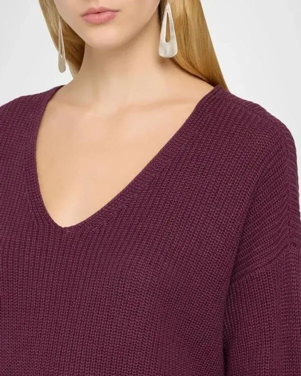Eileen Fisher V-neck Cotton Knit Sweater