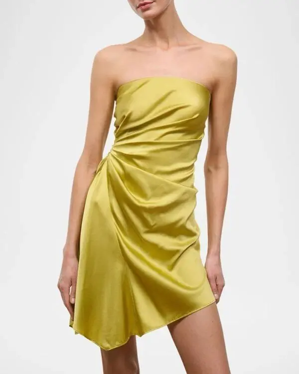 Staud Adriana Silk Mini Dress - Citron