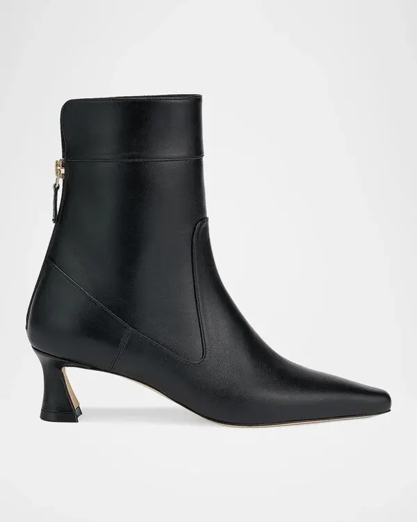 MALONE SOULIERS Riva 45mm Leather Kitten-heel Ankle Boots - Black/blac