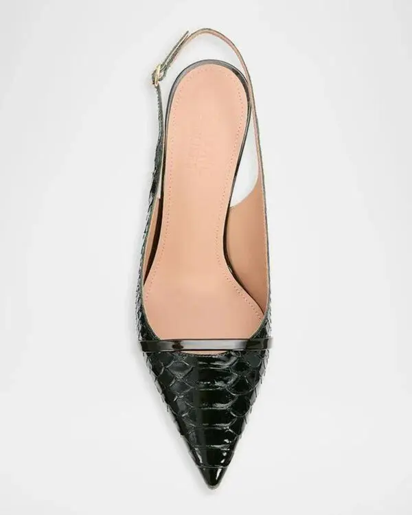 MALONE SOULIERS 70mm Schiffer Croc-embossed Patent Leather Slingback Pumps