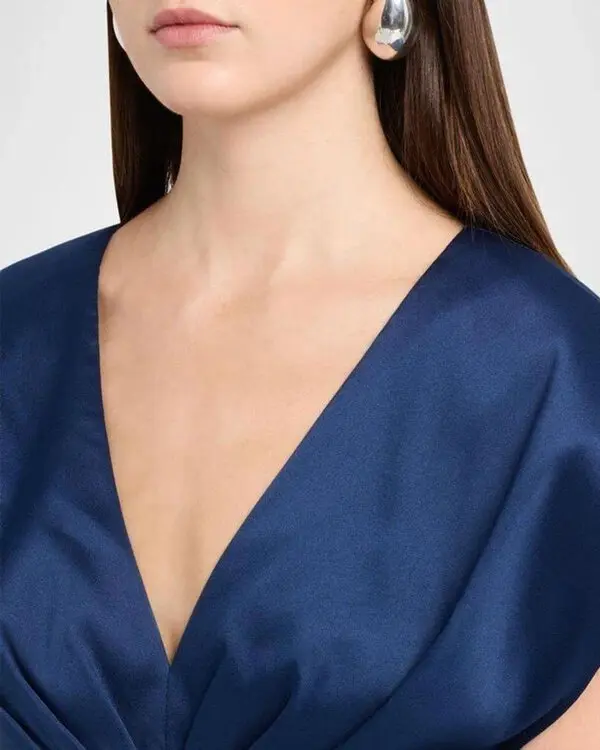 Aidan Mattox Pleated Stretch Mikado Mermaid Gown
